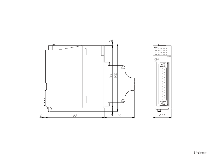 QX81 ダウンロード(外形図・CAD) 仕様から探す｜三菱電機 FA