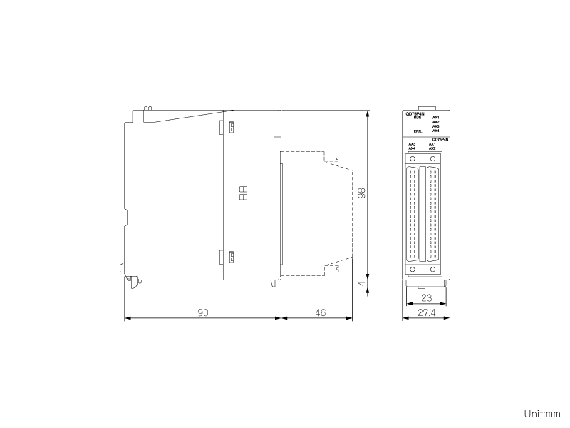 QD75P4N ダウンロード(外形図・CAD) MELSEC-Q シーケンサ MELSEC 仕様から探す｜三菱電機 FA