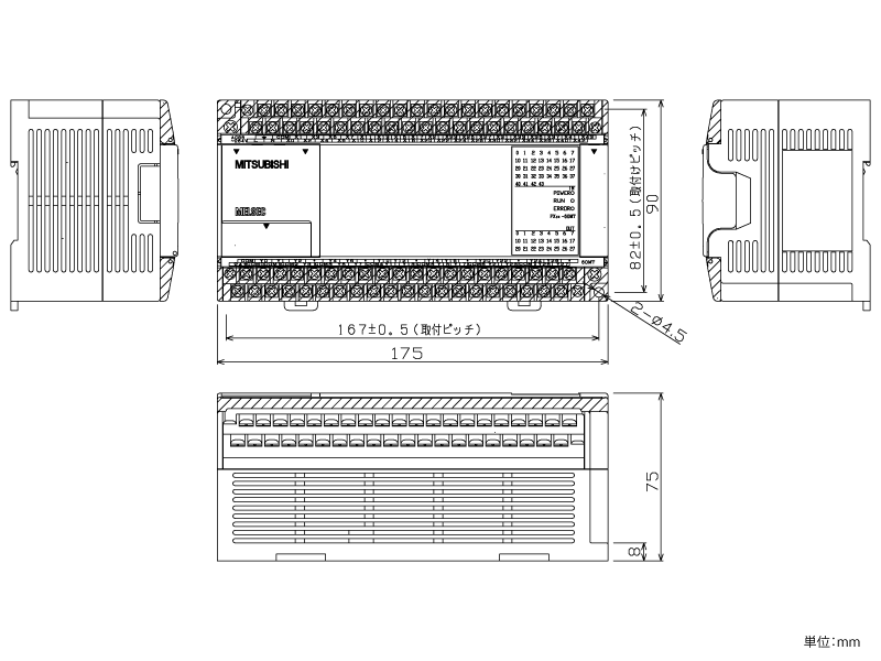 FX1N-60MT ダウンロード(外形図・CAD) 仕様から探す｜三菱電機 FA