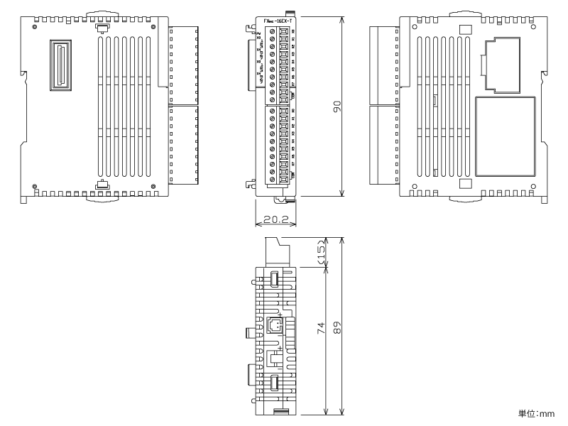FX2NC-16EX-T ダウンロード(外形図・CAD) 仕様から探す｜三菱電機 FA