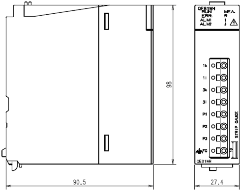 QE81WH ダウンロード(外形図・CAD) 電力計測ユニット，B/NET シーケンサ MELSEC 仕様から探す｜三菱電機 FA
