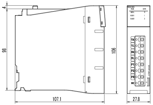 RE81WH ダウンロード(外形図・CAD) MELSEC iQ-R シーケンサ MELSEC 仕様から探す｜三菱電機 FA